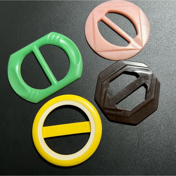 Accessories | Vintage Bakelite Buckles Set Of 4 Retro Plastic Belt Or ...
